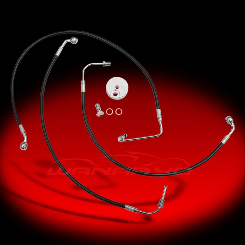 Stainless Steel Front Brake Line Kit Black Vinyl 14-15 Touring No ABS ...