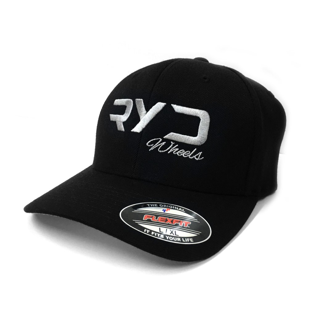 RYD Wheels Hat - Round Bill Large Fitted - Black With Silver Logo ...