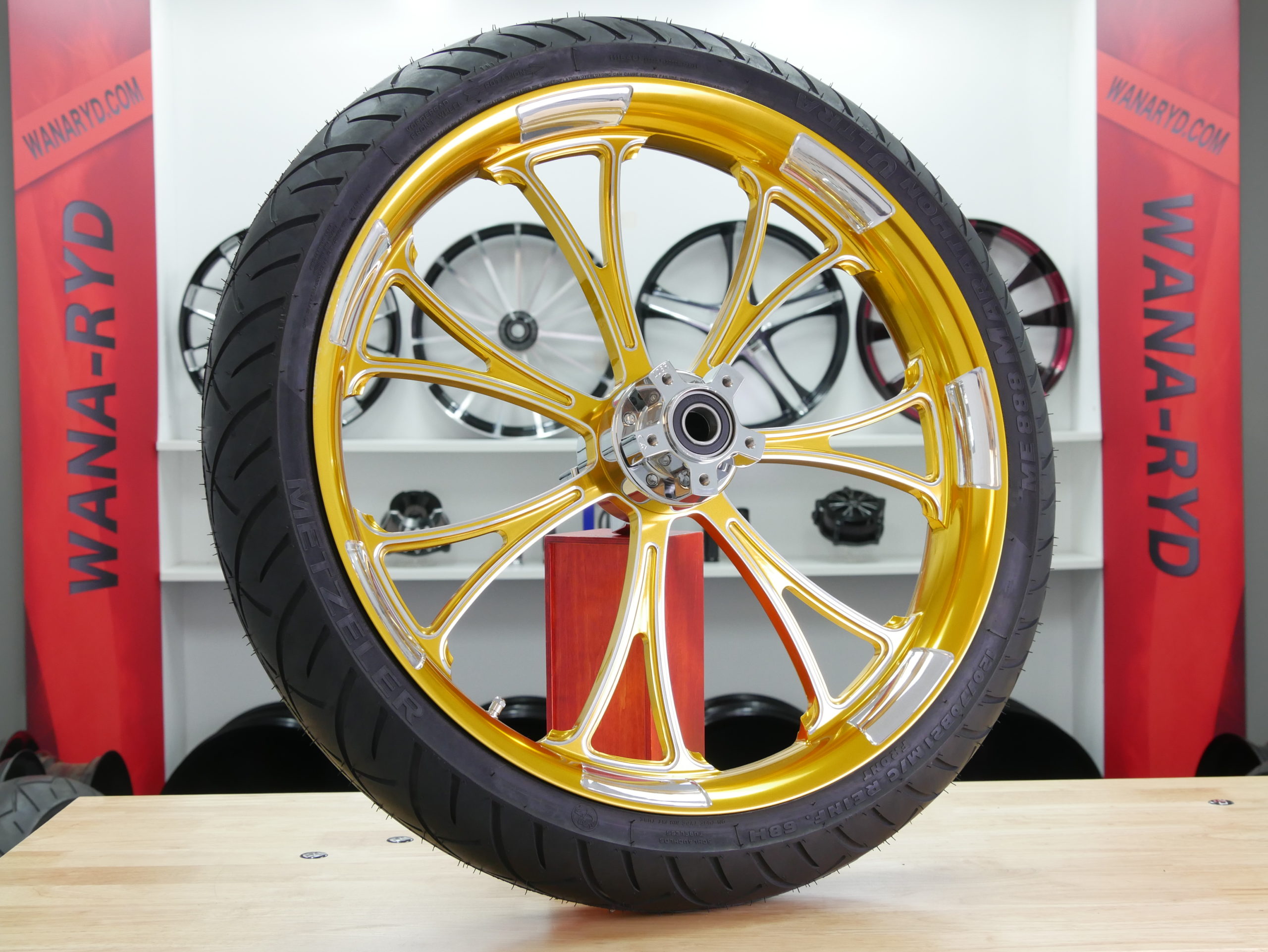21 X 3.5" Arc Gold Anodized & Polished Wheel - WanaRyd Motorcycle