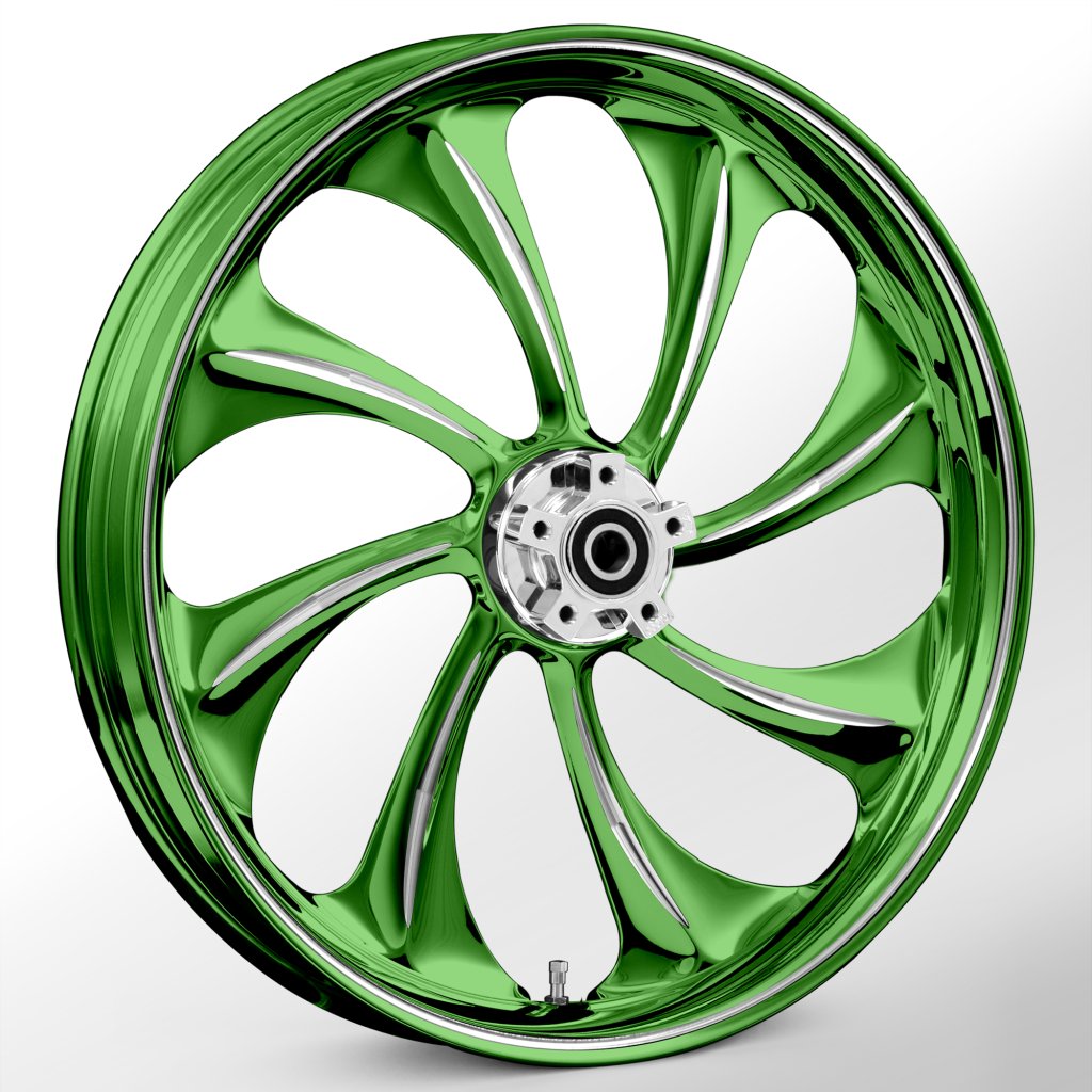 Twisted Dyeline Green Polished 23 X 3.75 Wheel - WanaRyd Motorcycle