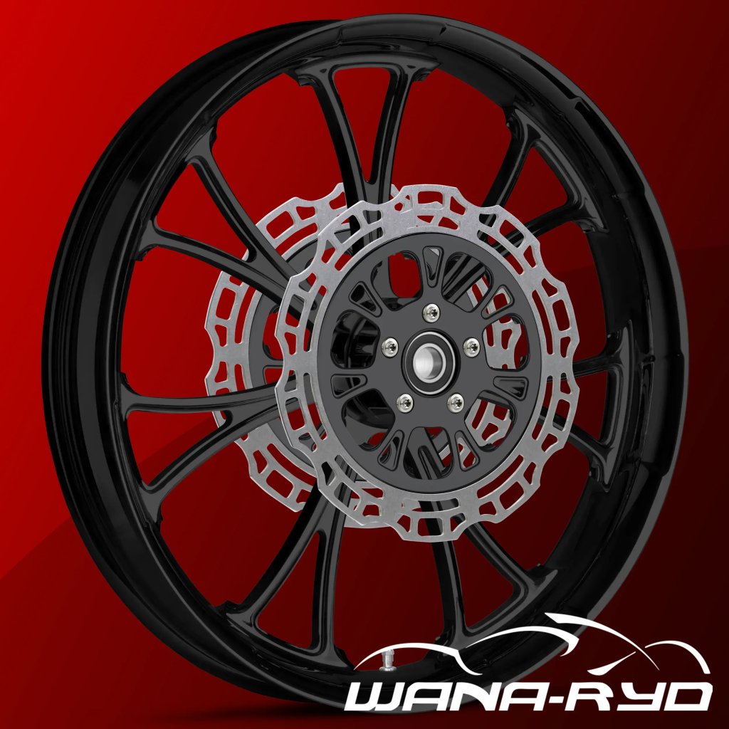 Arc Black 23 X 3.75" Front Wheel, Rotors - 2000-24 Harley Touring ...