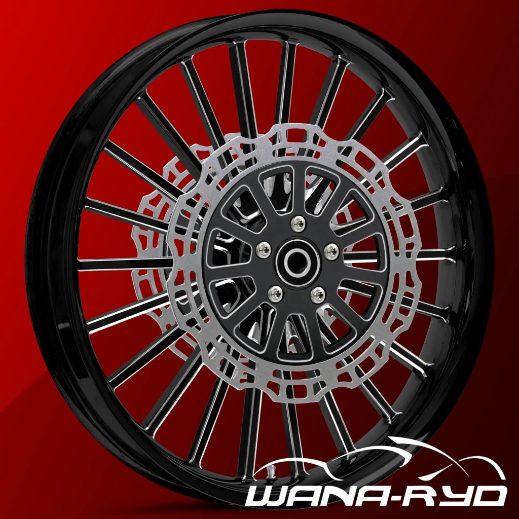 Pulse Starkline Black 26 X 3.75" Front Wheel, Rotors - 2000-24 Harley ...