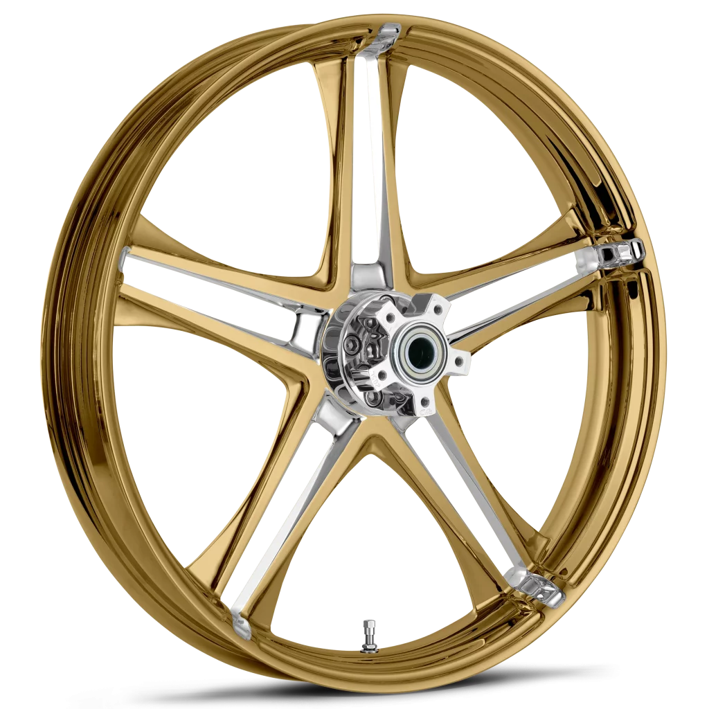 Discharge Dyeline Gold Polished Wheels RYD Wheels - WanaRyd Motorcycle