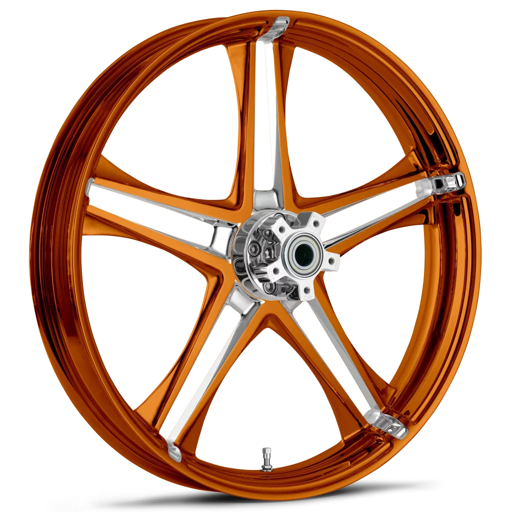 Discharge Dyeline Orange Polished Wheels RYD Wheels - WanaRyd Motorcycle